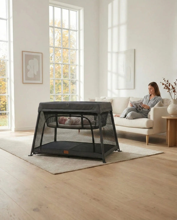 Airpod Travel Cot With Bassinet – Dark Grey | Venture